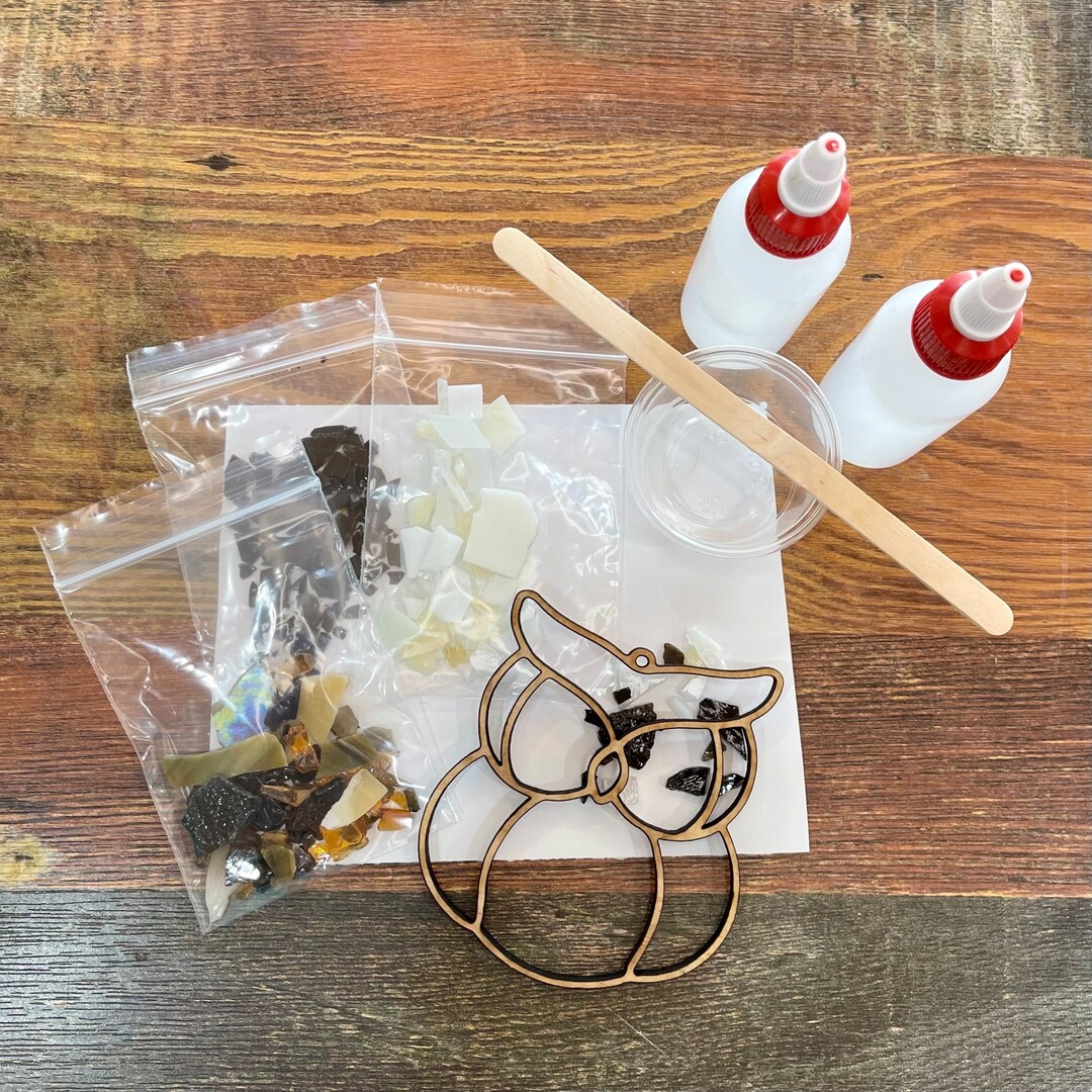 Laser Cut Wood Frame DIY Mosaic Kit Owl, Make at Home Art Kit, Resin ...