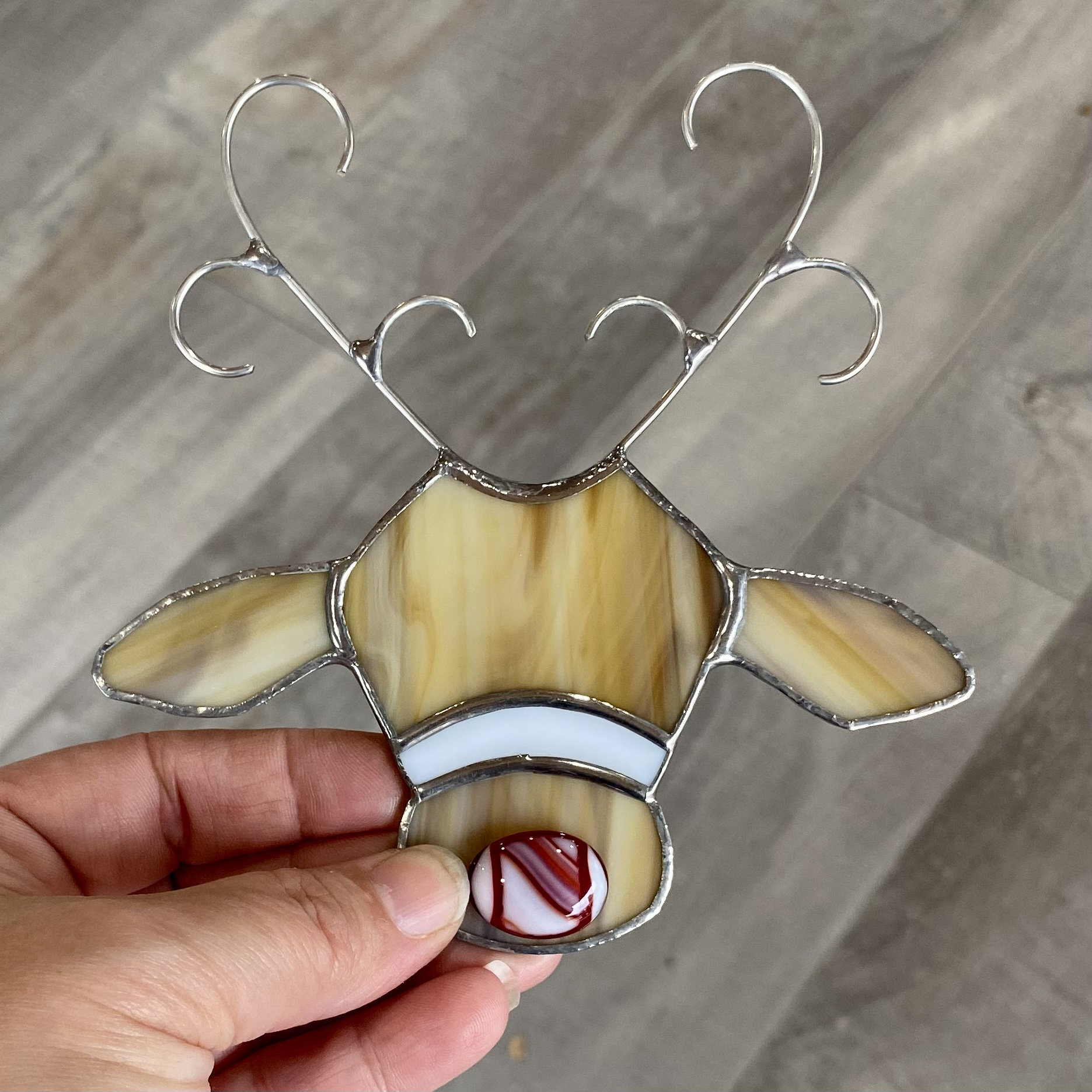 Handcrafted Stained Glass Reindeer Christmas Ornament in Tan - Etsy