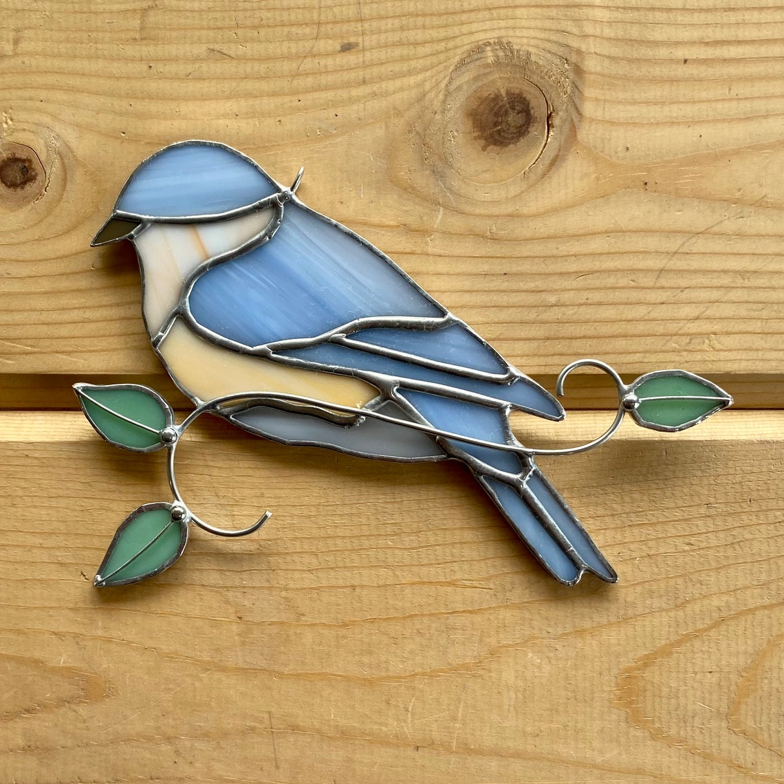 Bluebird Stained Glass Window Hanging in Light Colors - Etsy