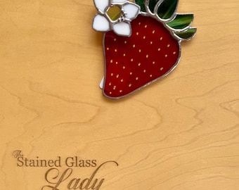 Stained Glass Strawberry Suncatcher Mobile for Window Decoration - Etsy