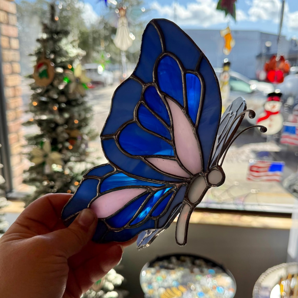 Handcrafted Stained Glass 3-dimensional Butterfly in Blue, Unique Gift ...