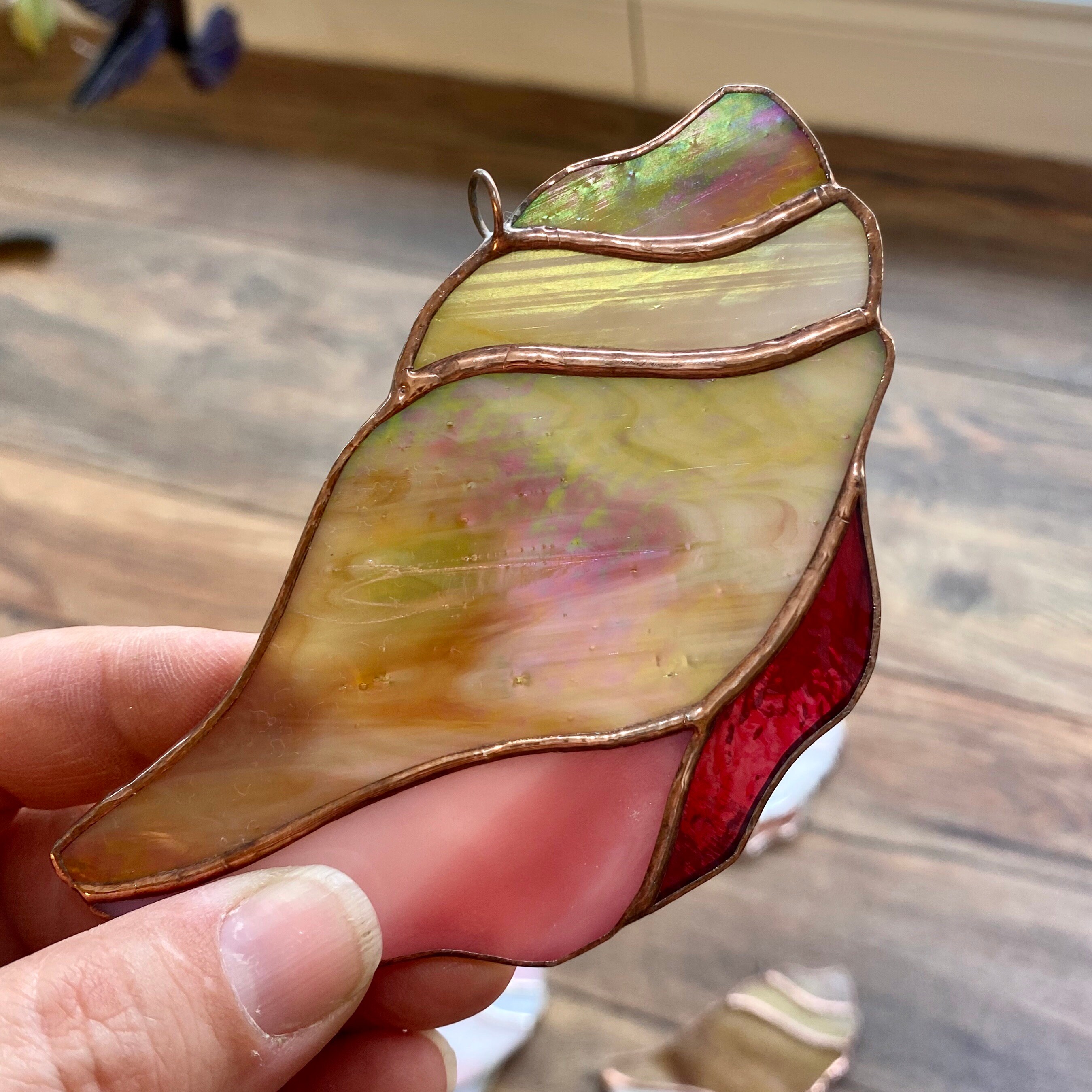 Seashell-handcrafted Mini Stained Glass Conch Shell Suncatcher | Etsy