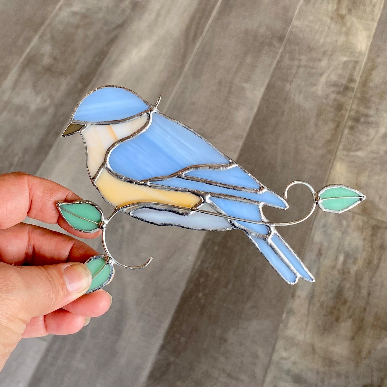 Bluebird Stained Glass Window Hanging in Light Colors - Etsy