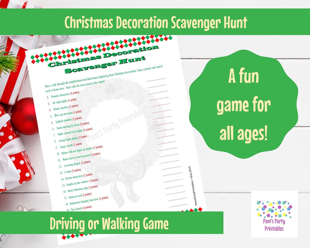 Christmas Decoration Scavenger Hunt - Christmas Group Game - Printable ...