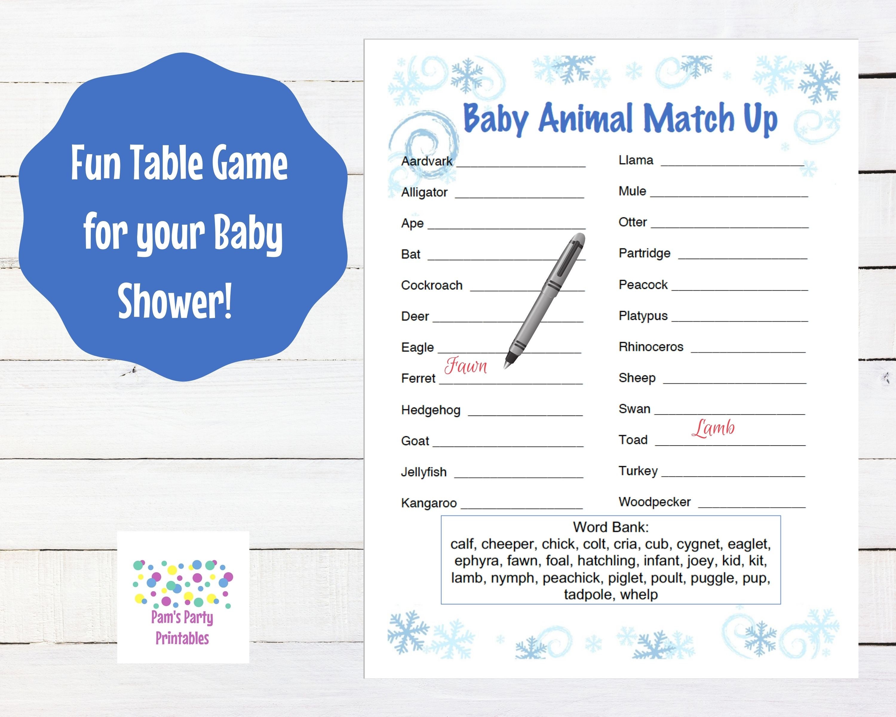 Winter Themed Baby Shower Baby Shower Baby Animal Match up - Etsy