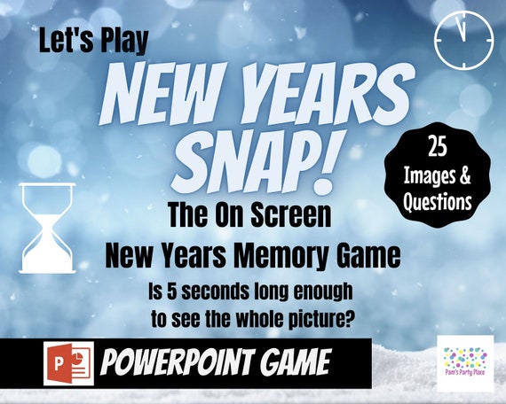 New Year's Eve Snap! Memory Game. Virtual Zoom Large Screen PowerPoint ...