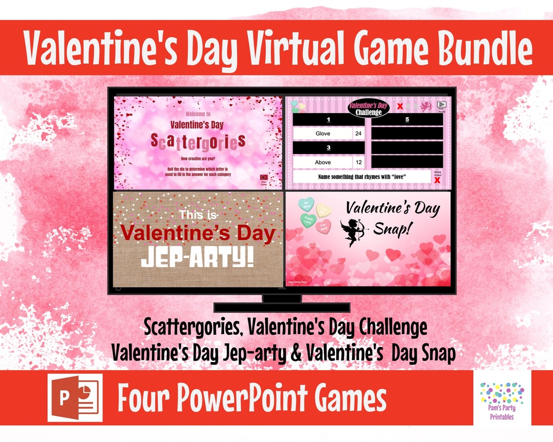 Virtual or Large Screen Valentines Game Bundle. Zoom Game - Etsy