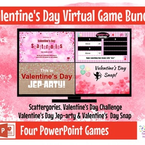 Virtual or Large Screen Valentines Game Bundle. Zoom Game, Powerpoint ...