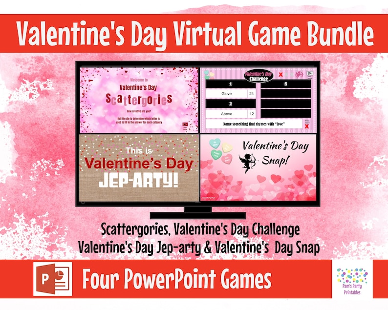 Virtual or Large Screen Valentines Game Bundle. Zoom Game - Etsy