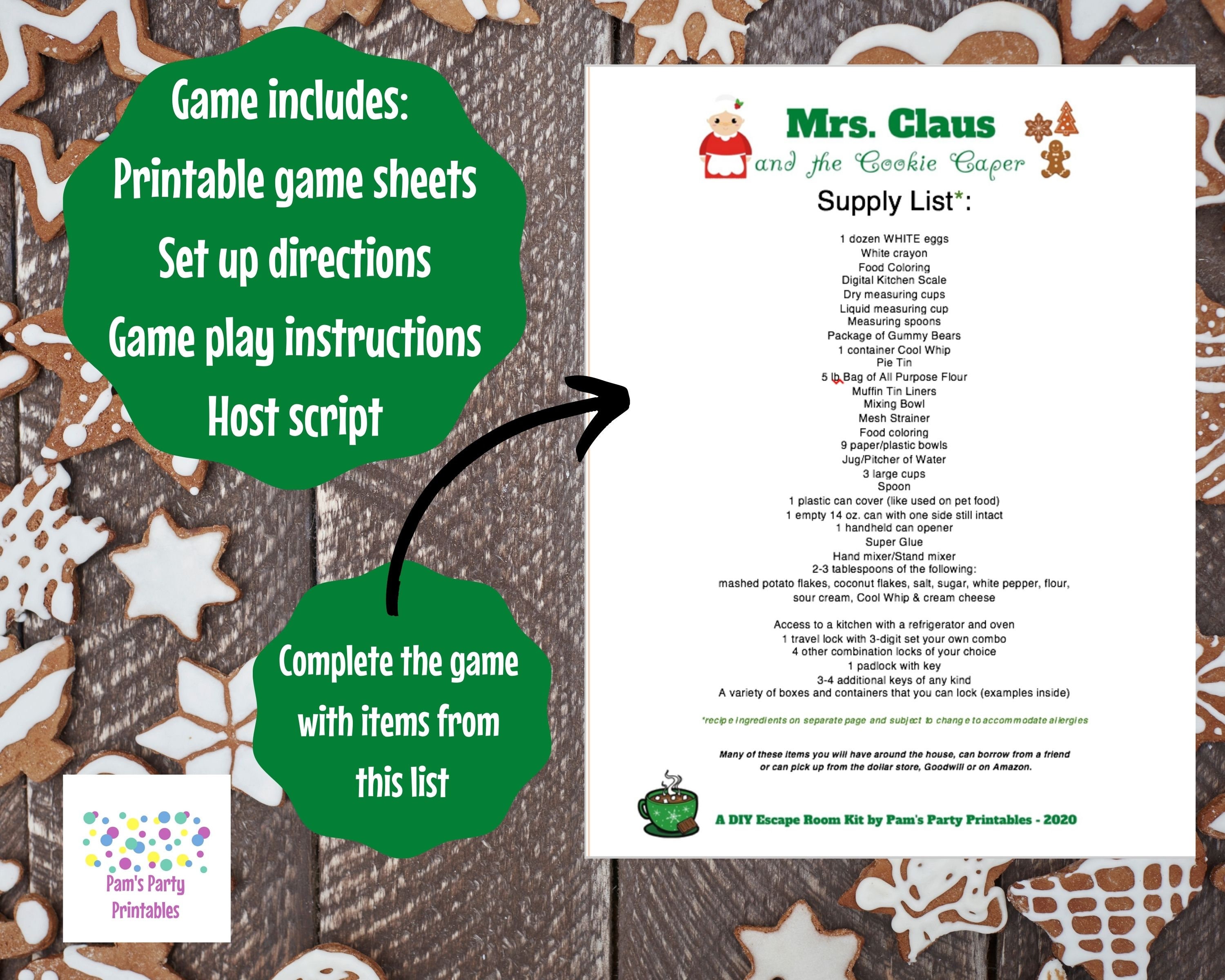 Mrs. Claus' Cookie Capers A Christmas DIY Escape Room | Etsy