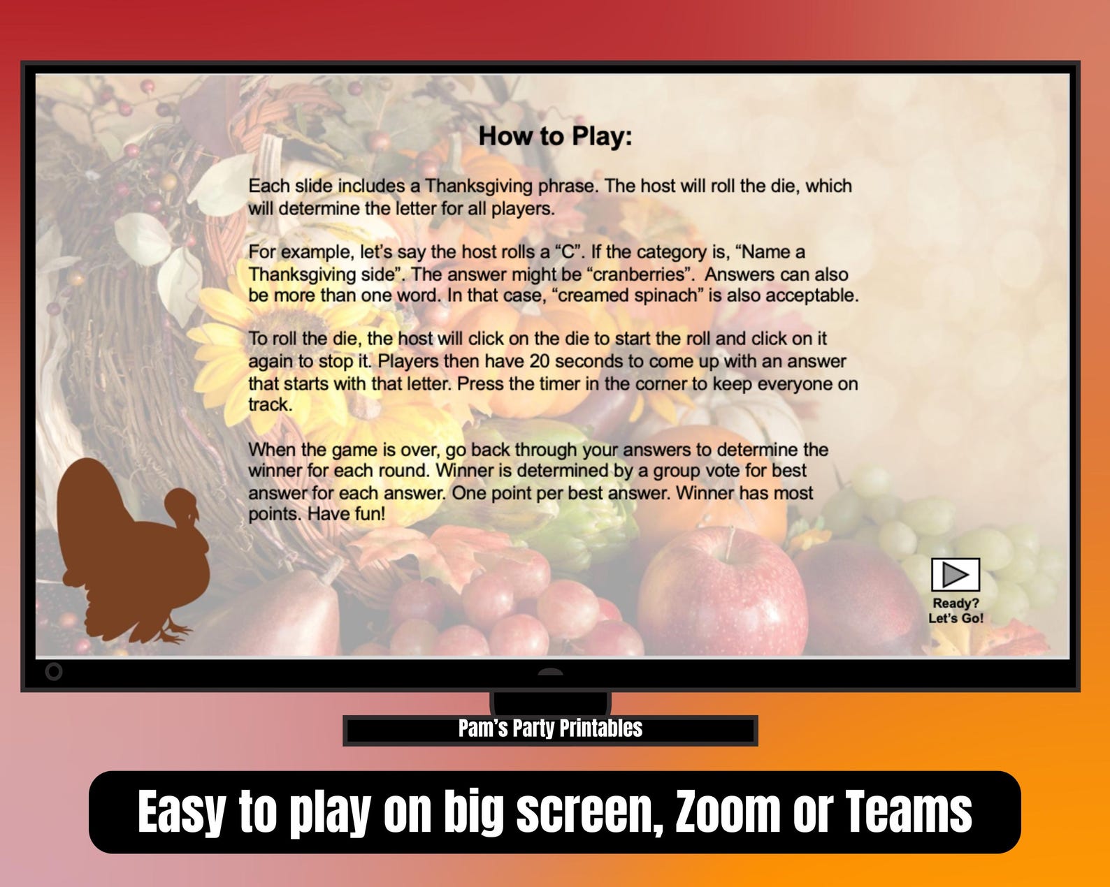 Thanksgiving Scattergories Powerpoint Game Halloween Themed Word Game ...