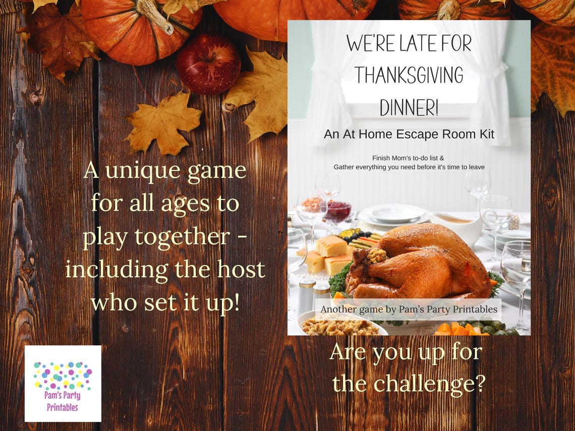 We're Late for Thanksgiving! - an at Home Escape Room Kit ...