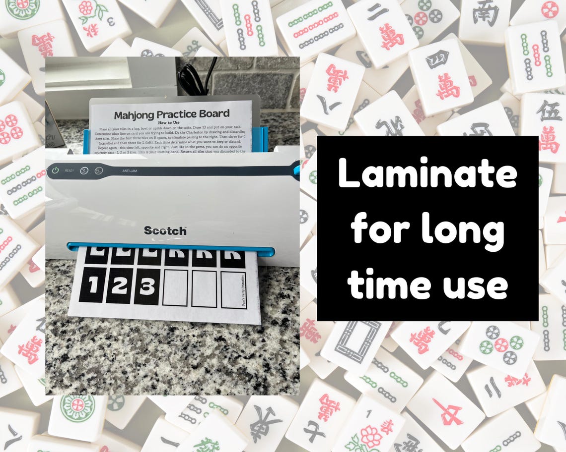 Mahjong Practice Board Printable for Mahjong Solo Practice Beginner ...