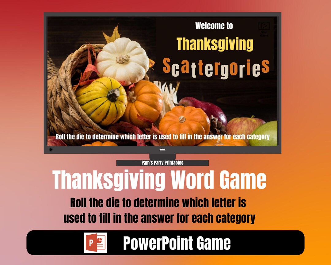 Thanksgiving Scattergories Powerpoint Game Halloween Themed Word Game ...