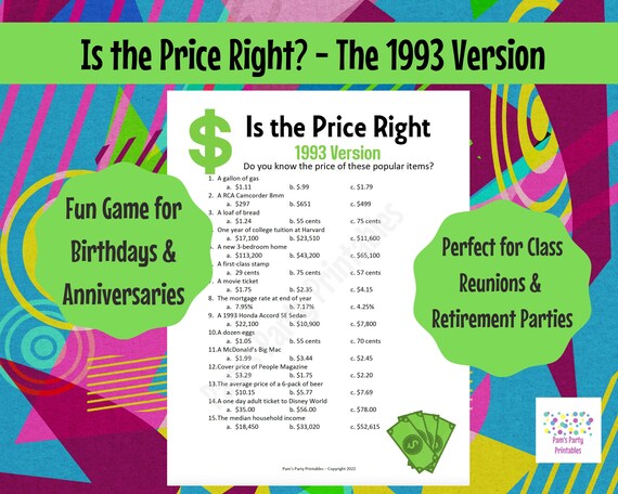 1993 Is this Price Right - 30th birthday. 30th Anniversary, Class of ...