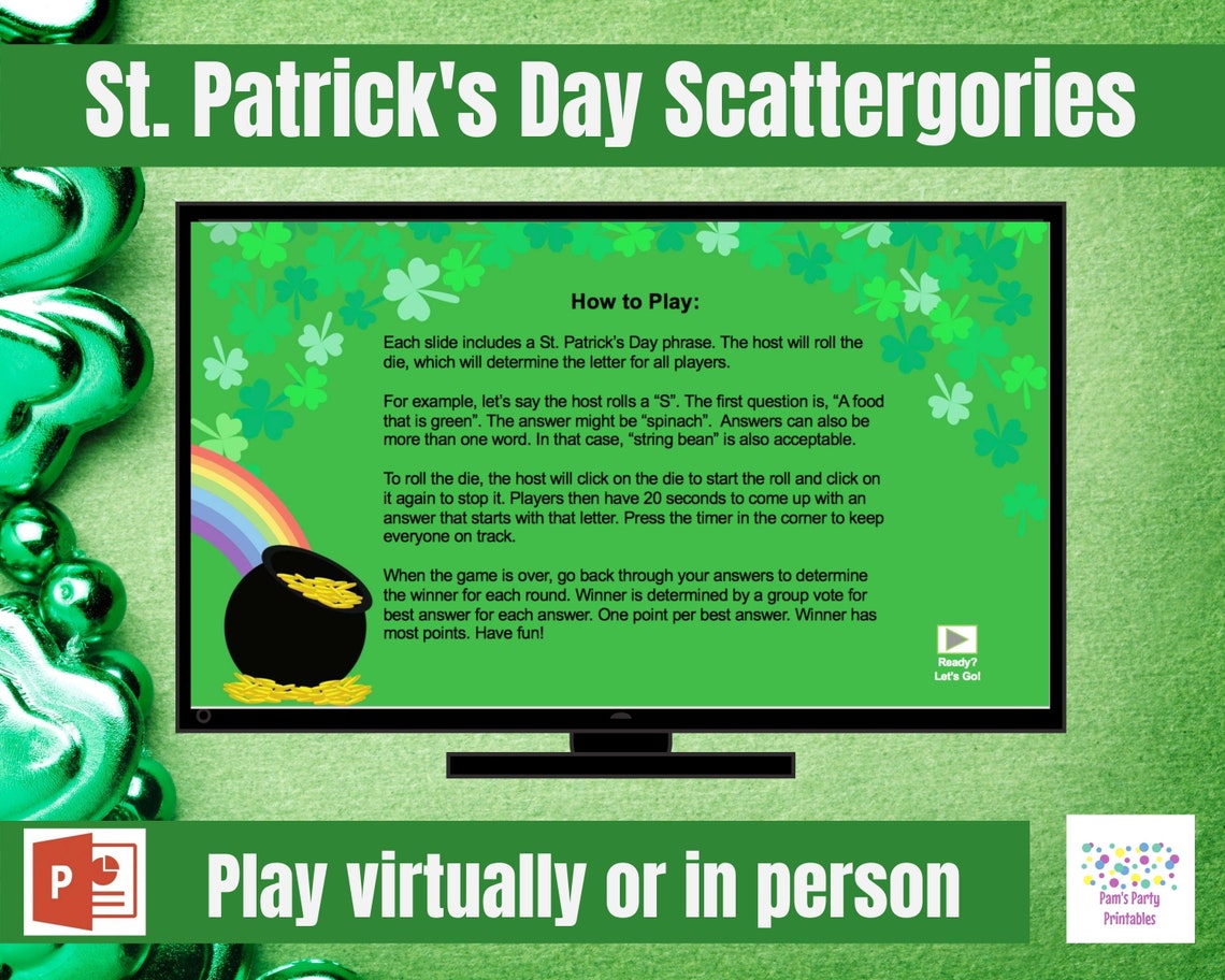 Virtual Bundle St. Patrick's Day Scattergories Powerpoint | Etsy