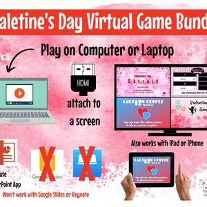 Virtual or Large Screen Valentines Game Bundle. Zoom Game, Powerpoint ...