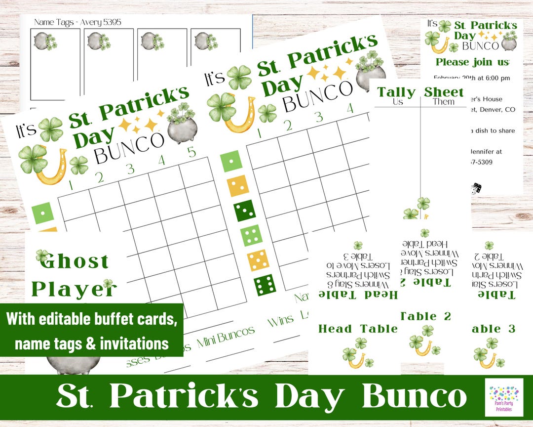 St. Patrick's Day Bunco Printable March Bunco Theme Score Sheet March ...