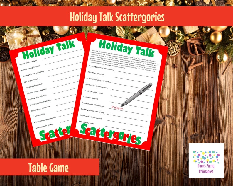 Christmas Scattergories Printable Game Christmas Family - Etsy