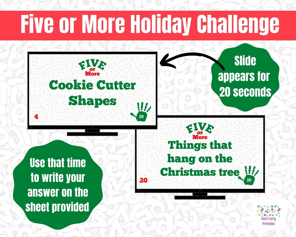 Virtual Holiday Game Five or More Challenge Powerpoint Game - Etsy