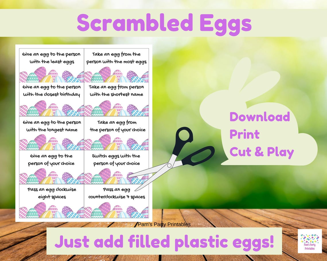 Scrambled Egg Easter Game Printable Spring Activity Egg Passing Game ...