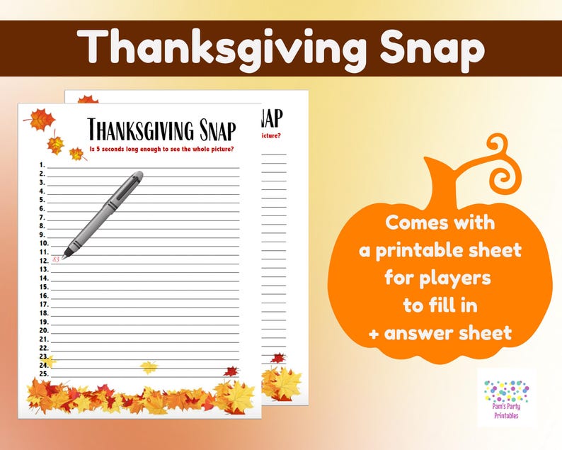 Thanksgiving Snap Memory Game With a Thanksgiving Theme Game for ...