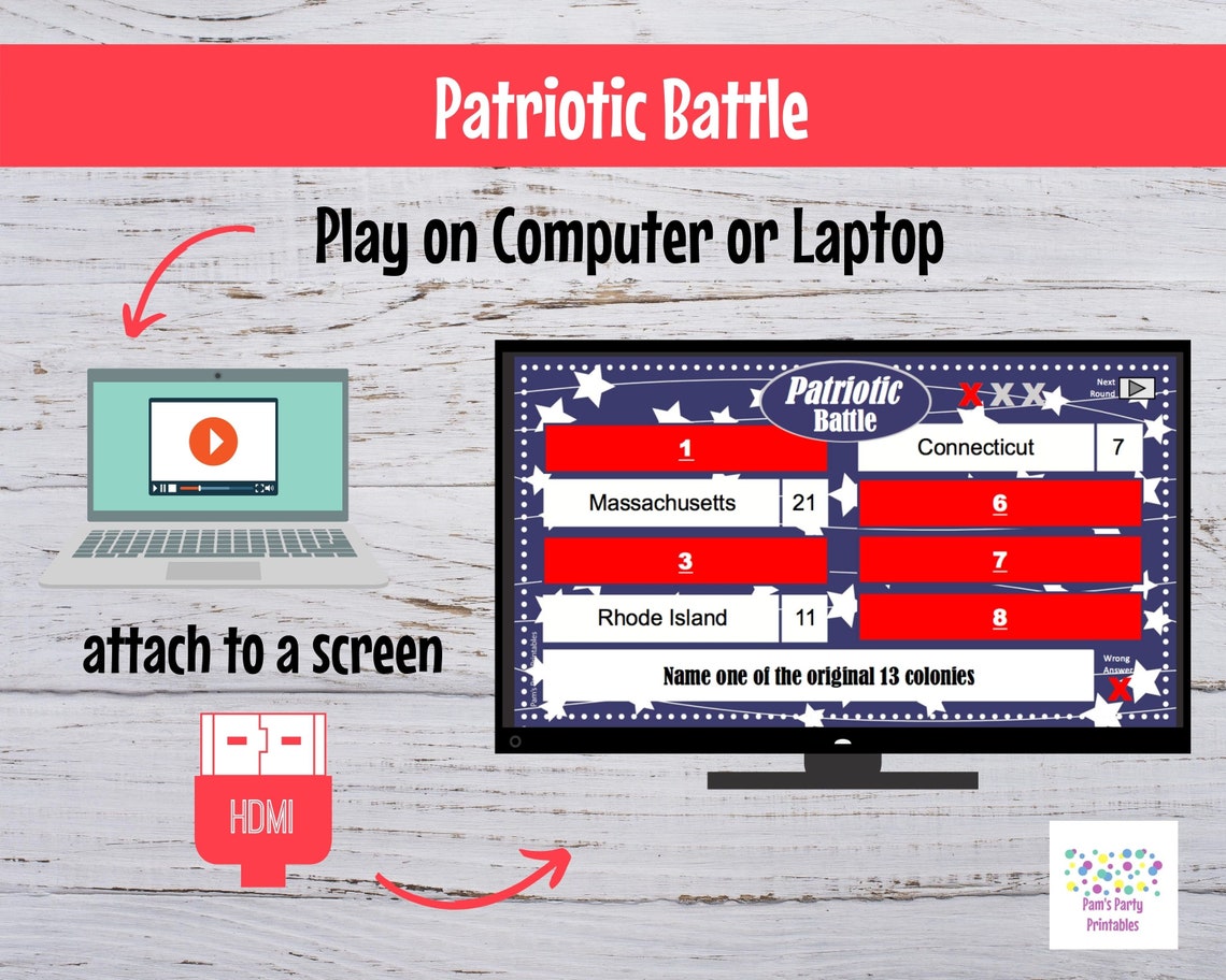 Virtual Game Patriotic Battle for 4th of July Memorial Day | Etsy