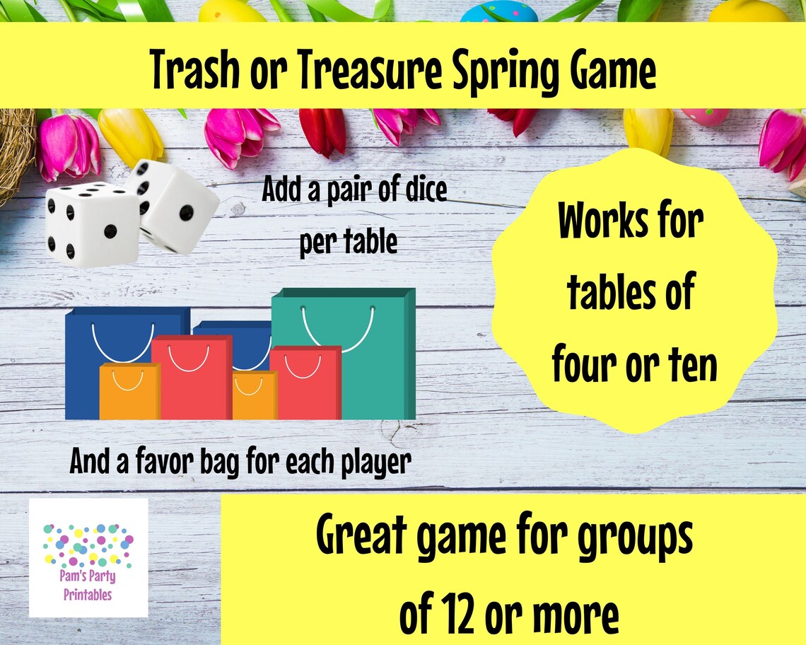 Springtime/easter Trash or Treasure Printable Dice & Card Game - Etsy