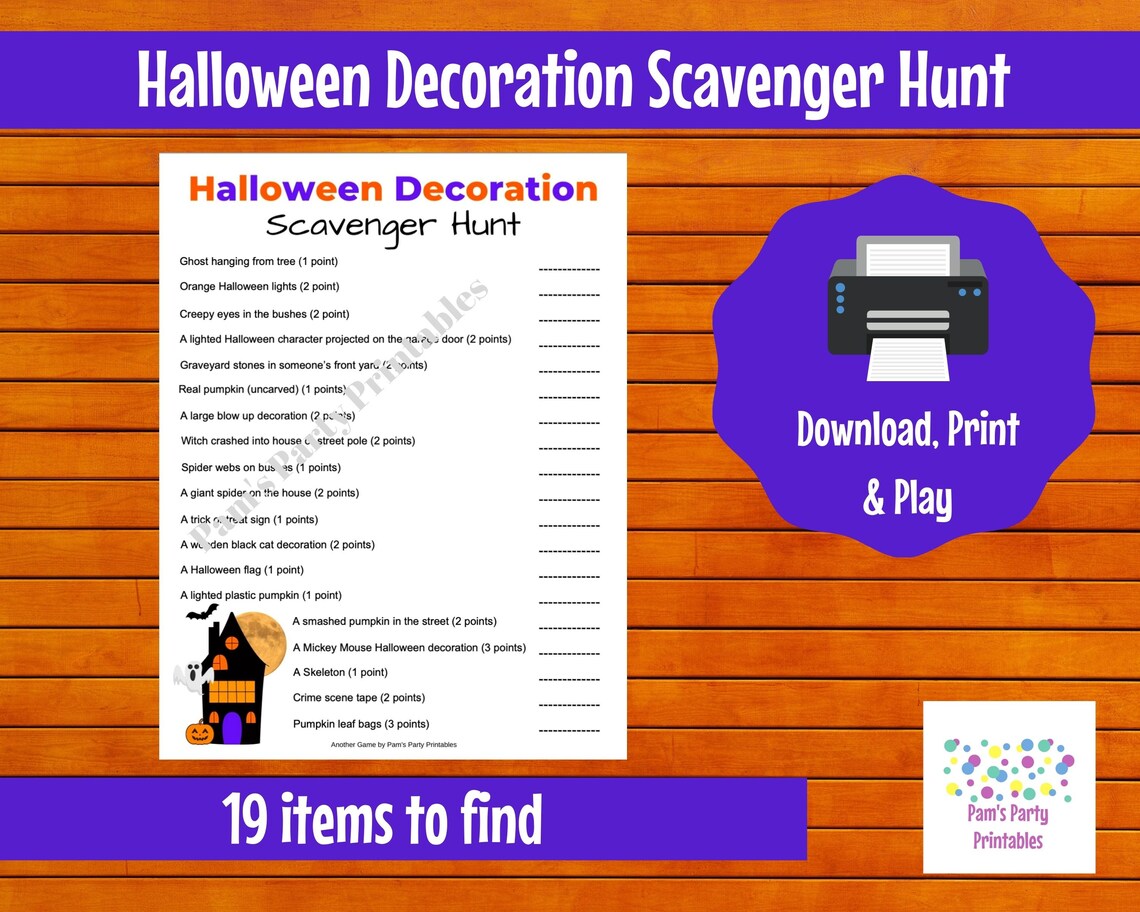Halloween Decoration Scavenger Hunt. Editable and Fillable - Etsy