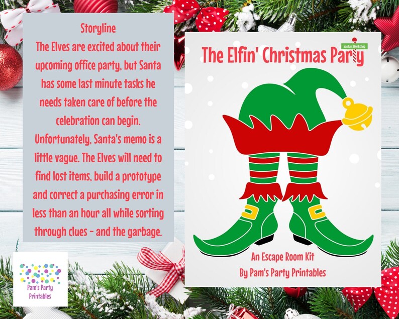 The Elfin' Christmas Party - A DIY Escape Room Kit Christmas Game Team ...