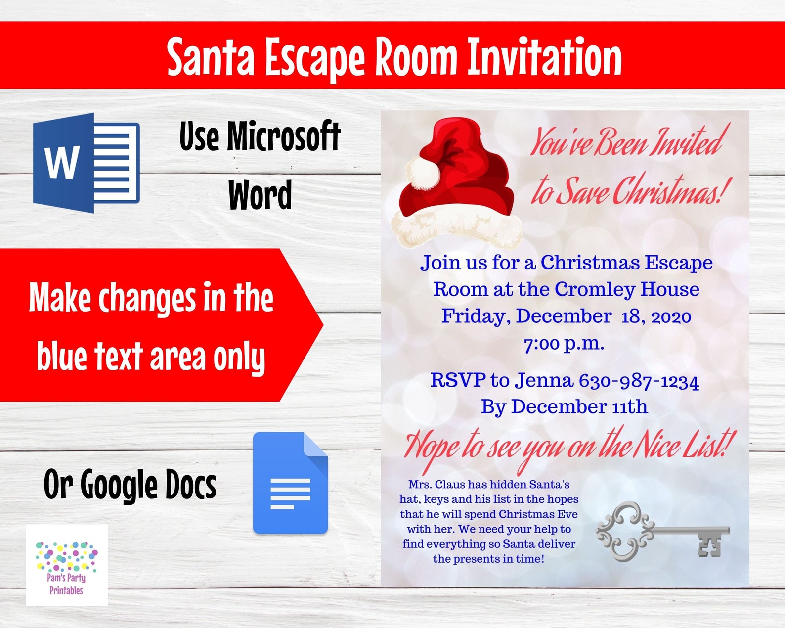 Digital Invitation for Oh No Santa's List is Missing A DIY Escape Room ...