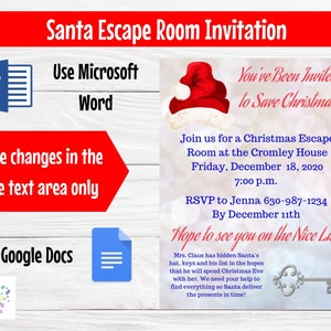 Digital Invitation for Oh No! Santa's List is Missing! - A DIY Escape ...