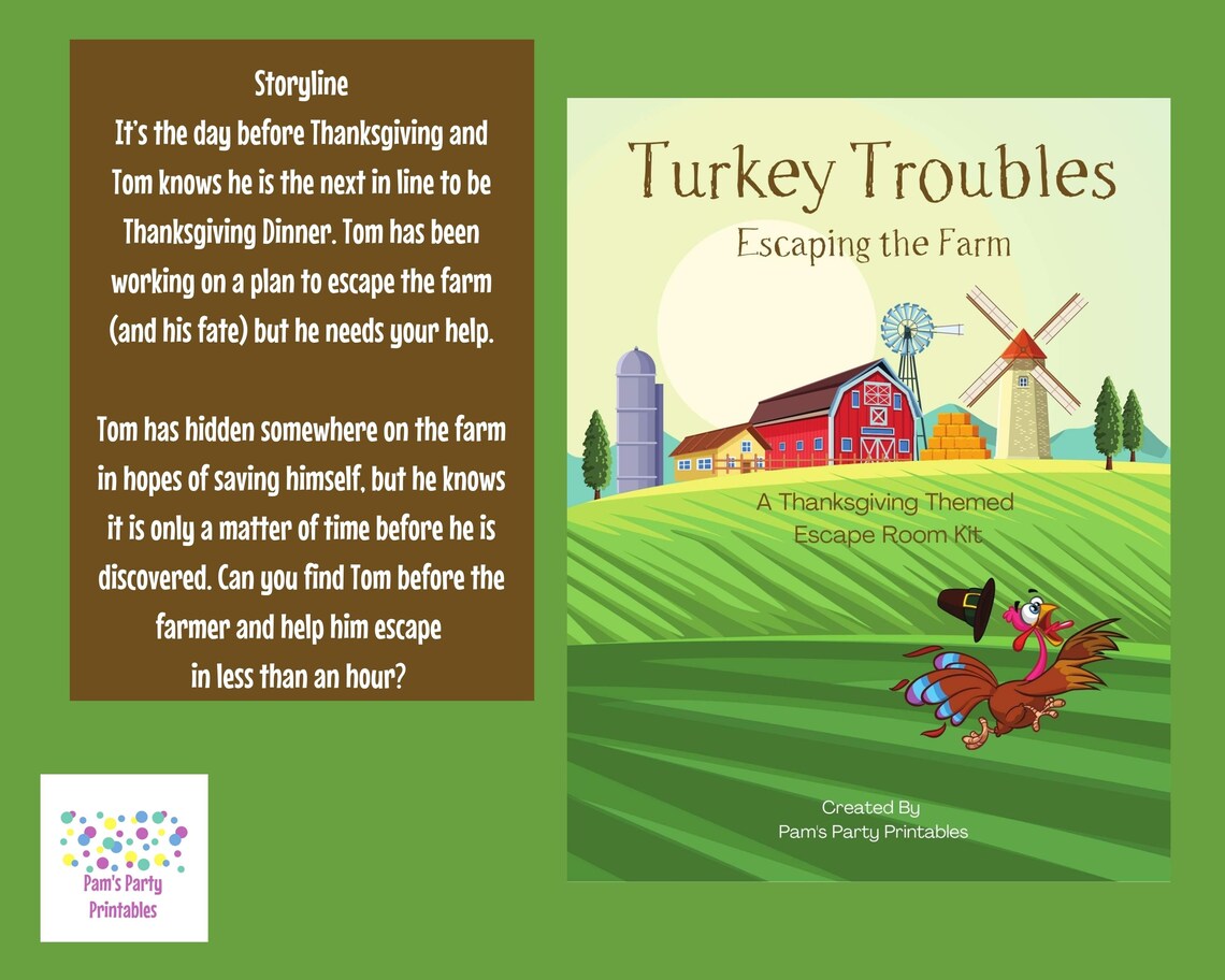 Turkey Troubles A DIY Escape Room Kit Thanksgiving Game - Etsy