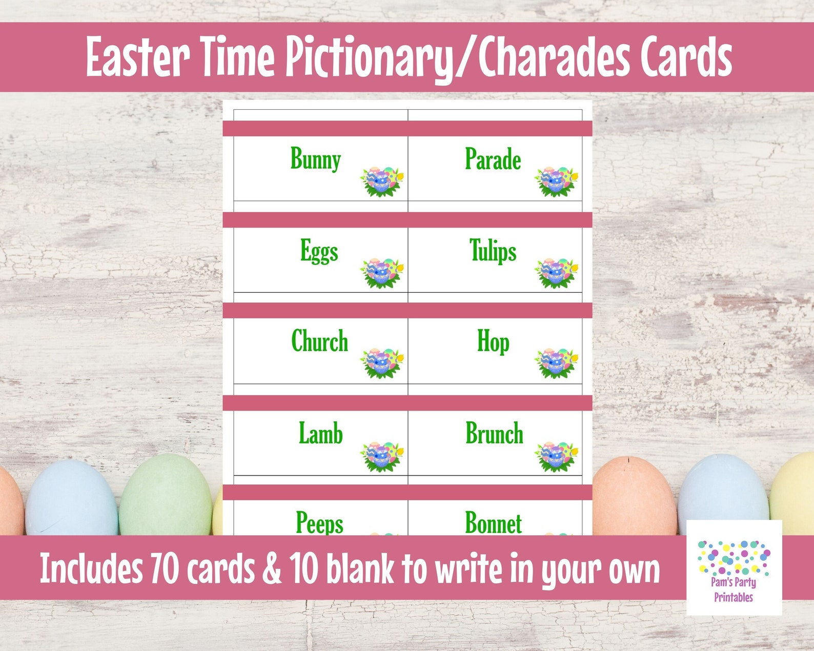 Printable Spring/easter Game Cards for Pictionary Charades - Etsy
