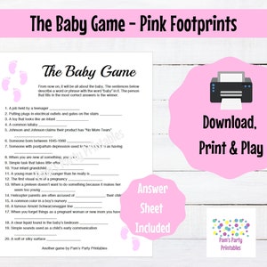 It's A Girl, Pink Footprints Theme Baby Shower Game Bundle, Scavenger ...