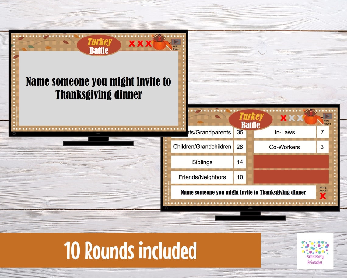 Virtual or Large Screen Game Thanksgiving Turkey Battle | Etsy