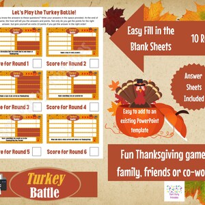 Turkey Battle Game Show Printable Game, Thanksgiving Trivia Game ...