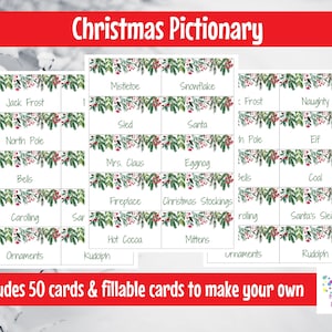 Christmas Pictionary Game Cards. Christmas Charades or Drawing Game ...