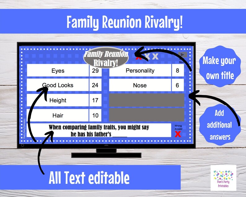 Family Reunion Rivalry Battle Game Editable Powerpoint Game - Etsy