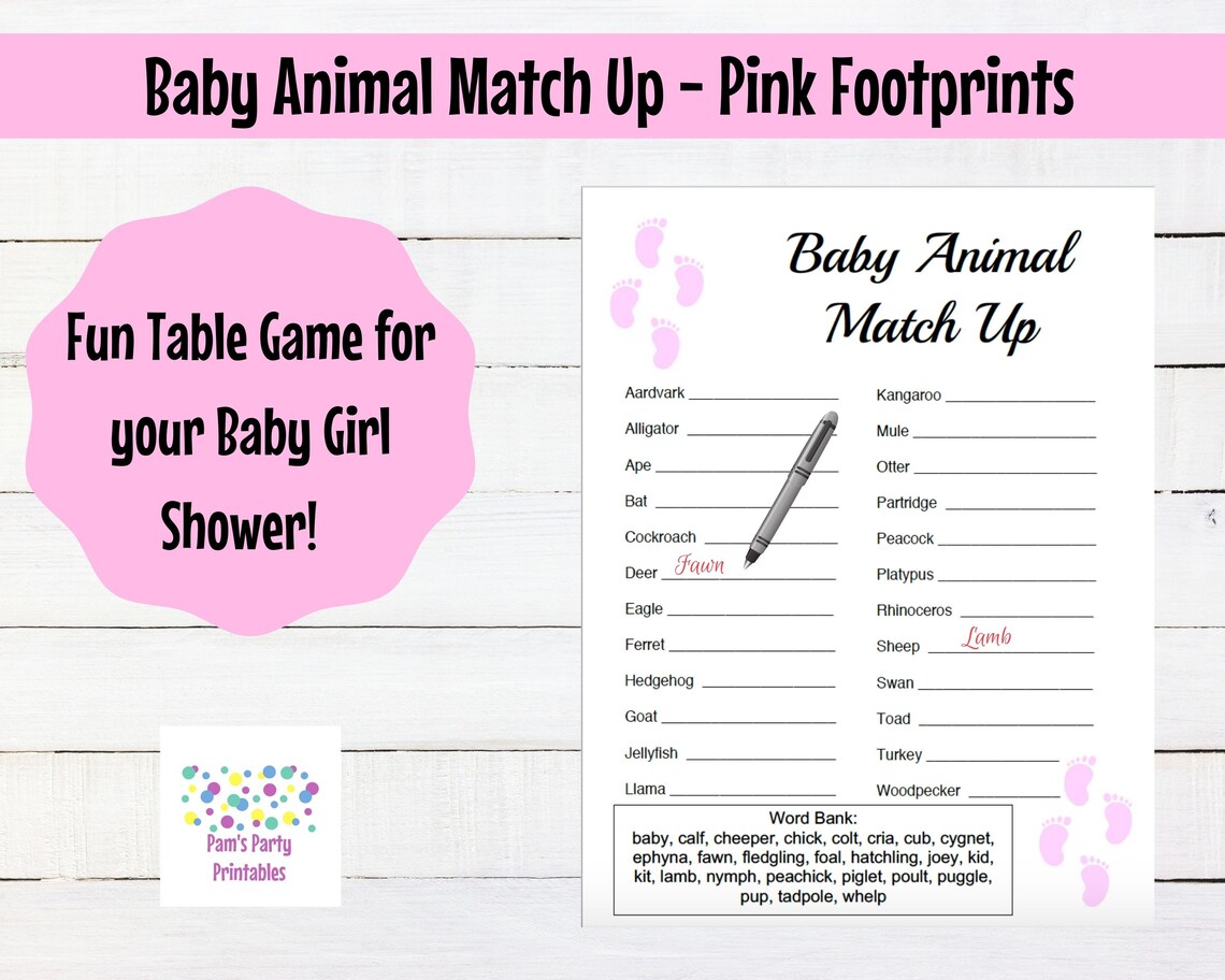 It's A Girl Pink Footprints Theme Baby Shower Game - Etsy