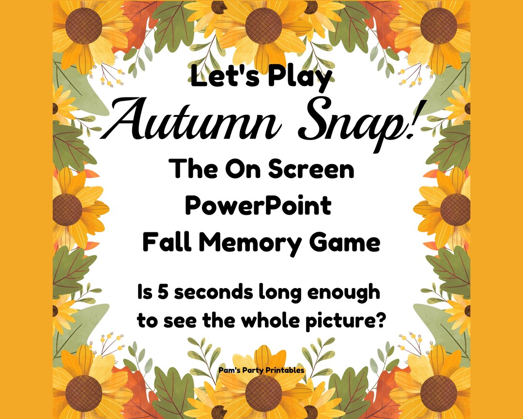 Autumn Snap Memory Game With a Fall Theme Game for Friendsgiving Adults ...