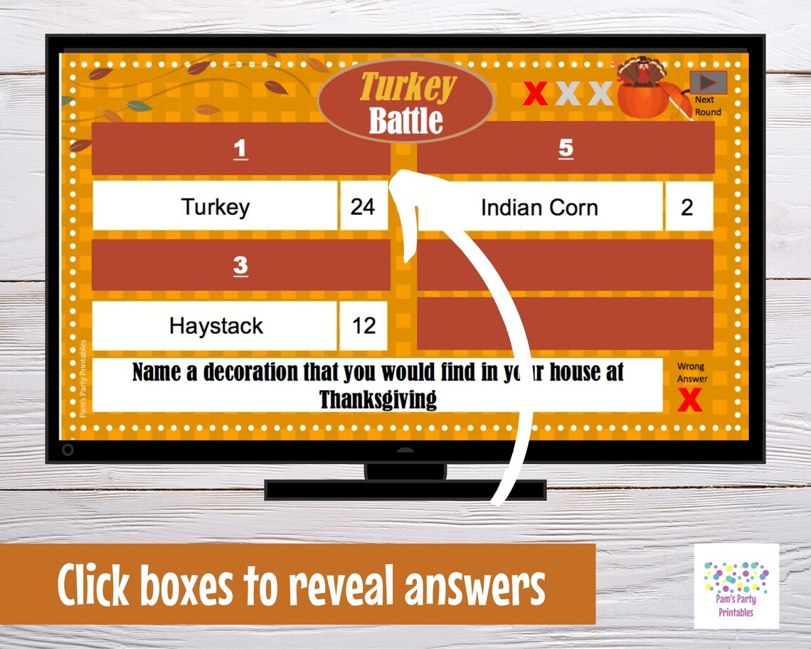 Virtual or Large Screen Game Thanksgiving Turkey Battle | Etsy