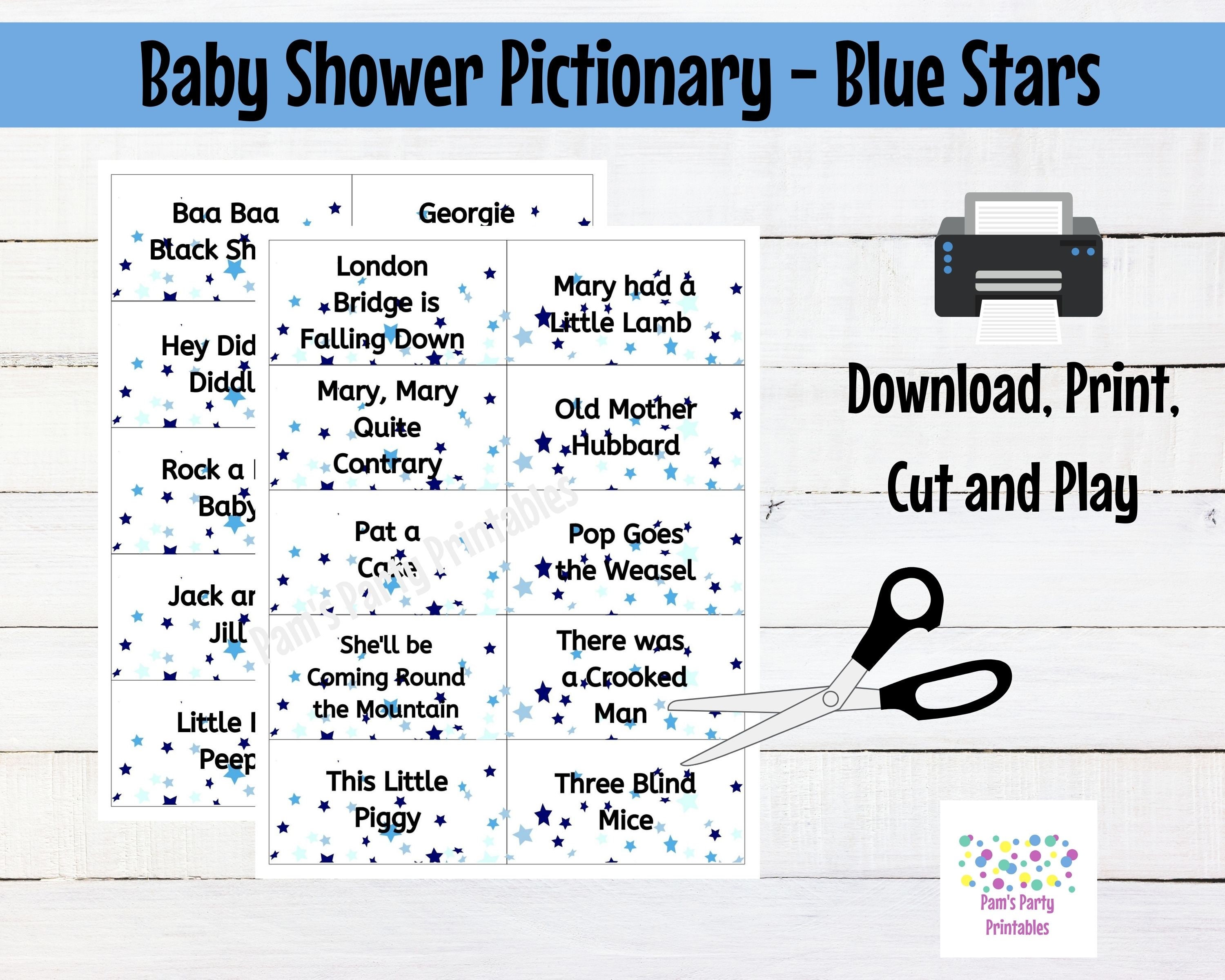 It's a Boy Blue Stars Theme Nursery Rhyme Pictionary - Etsy
