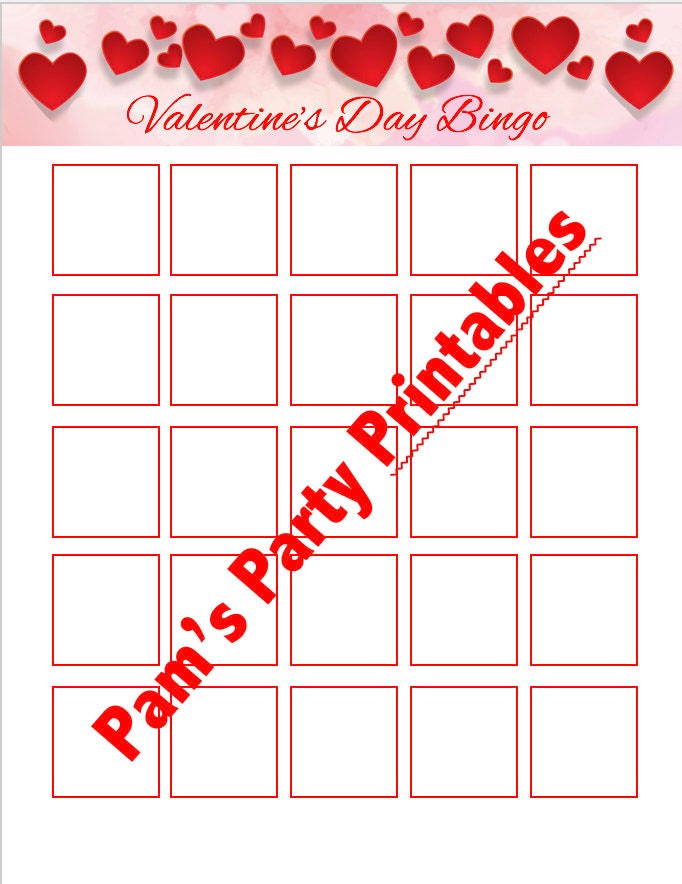 Blank Valentine's Day Bingo Printable for DIY Sticker Bingo Game ...