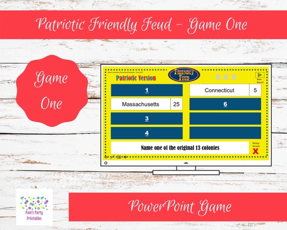 Patriotic, 4th of July Friendly Feud, Memorial Day Friendly Feud GAME ...