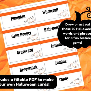 Halloween Pictionary and Charades Spooky Printable Game Cards Editable ...