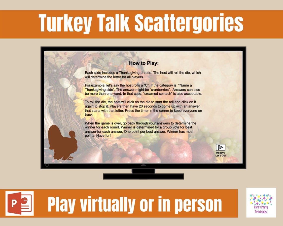 Thanksgiving Scattergories Powerpoint Game Thanksgiving - Etsy