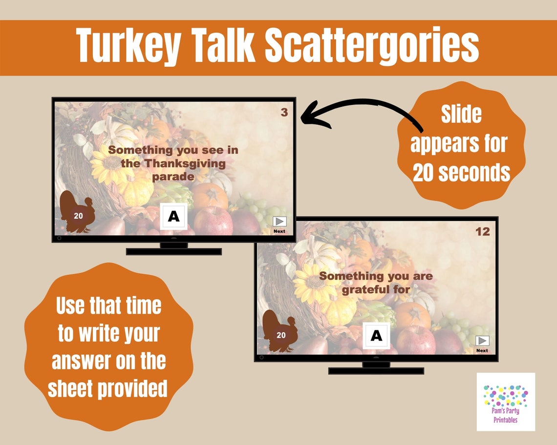 Thanksgiving Scattergories Powerpoint Game Thanksgiving - Etsy