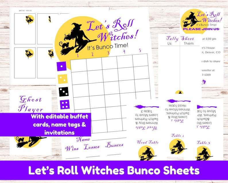 Witches Bunco Sheets for Halloween Bunco Score Sheets Printable ...