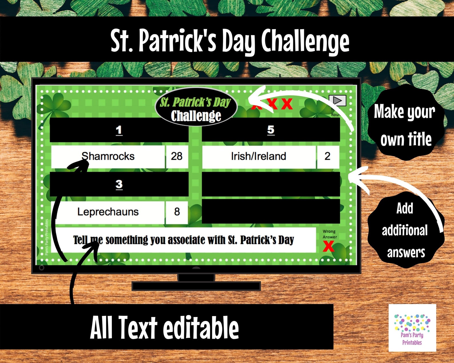 St Patricks Day Challenge Game Editable Powerpoint St Pats - Etsy